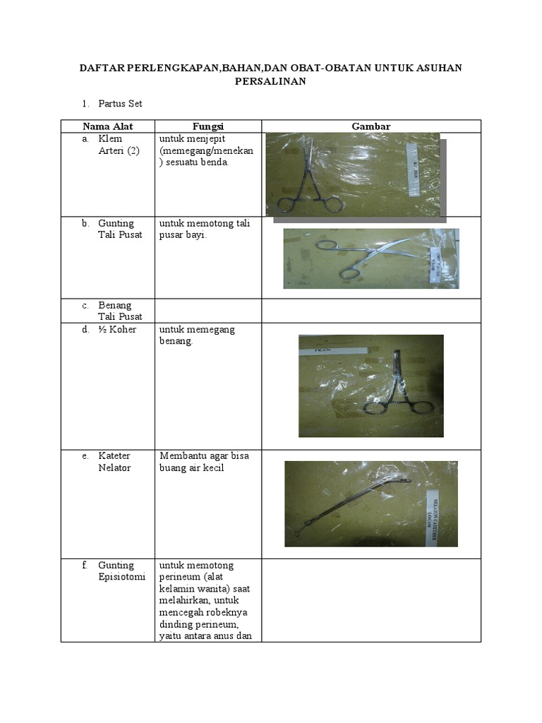 Alat Dan Bahan Persalinan | PDF