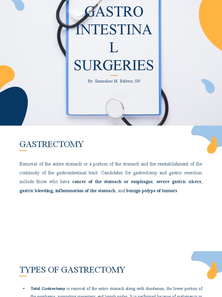 Gastrointestinal Surgeries Explained | PDF | Gallbladder | Surgery