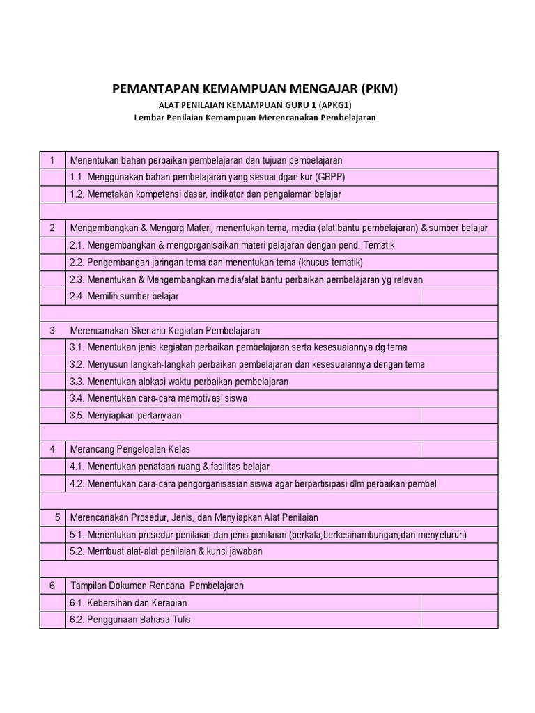 APKG 1 Dan APKG 2 Pemantapan Kemampuan Mengajar - PKM | PDF