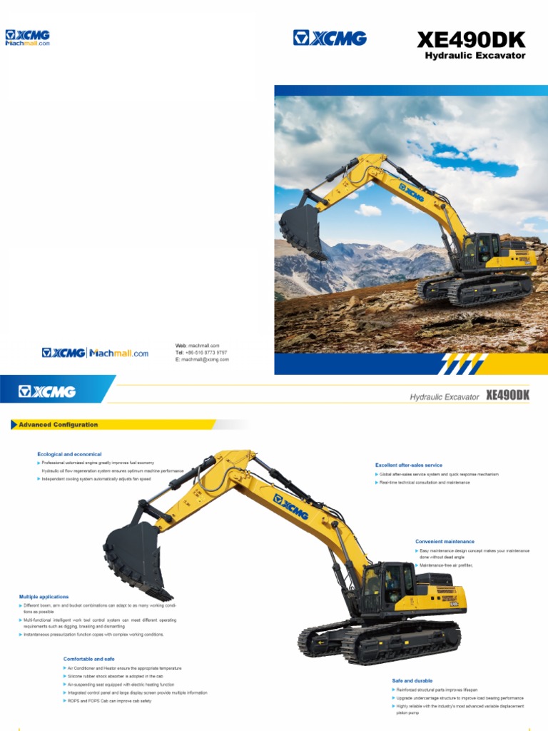 1615542127XCMG 49 Ton Crawler Excavator XE490DK Catalog | PDF