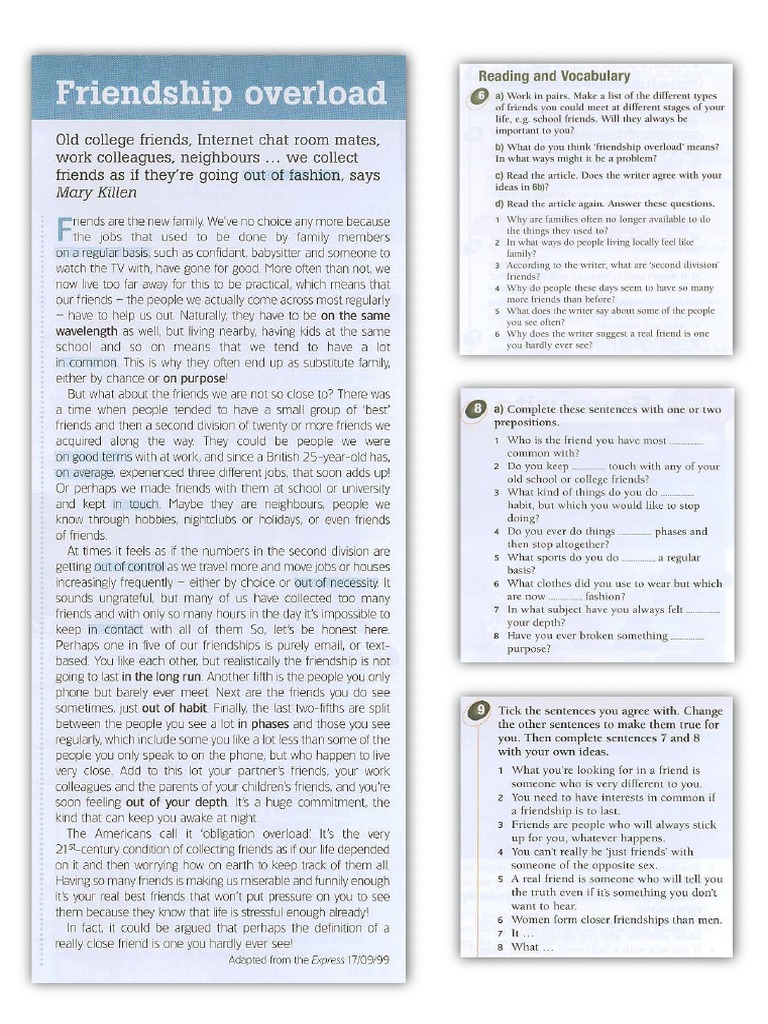 Reading C1 Friendship | PDF