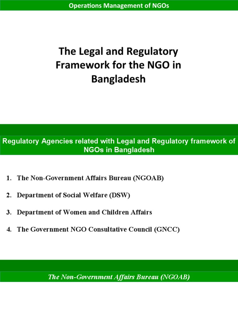 The Legal and Regulatory Framework For The NGO in Bangladesh | PDF ...