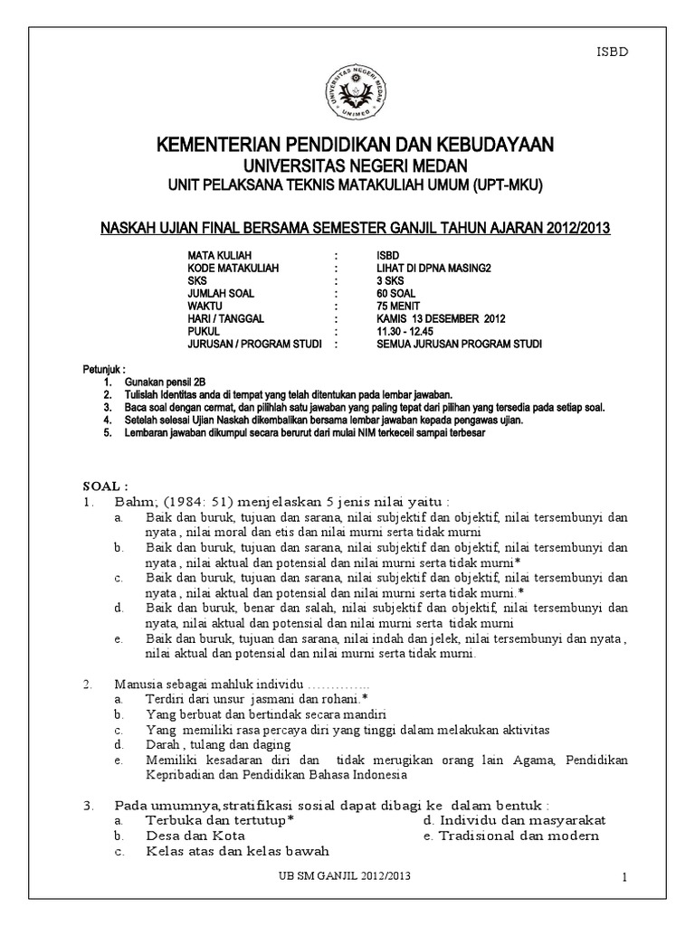 Soal Isbd | PDF | Politik | Ilmu Sosial