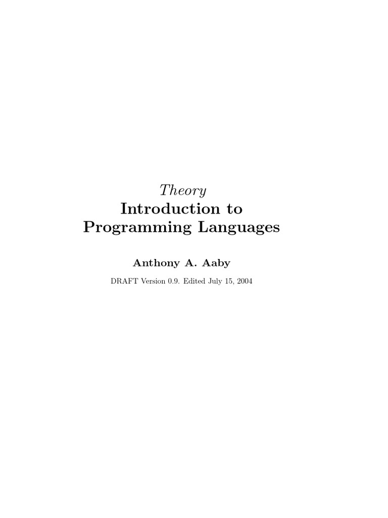 Introduction To Theory of Programming Languages | Download Free PDF ...