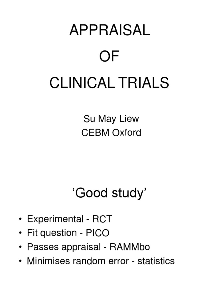 Critical Appraisal RCT Su May Liew | PDF | Randomized Controlled Trial ...