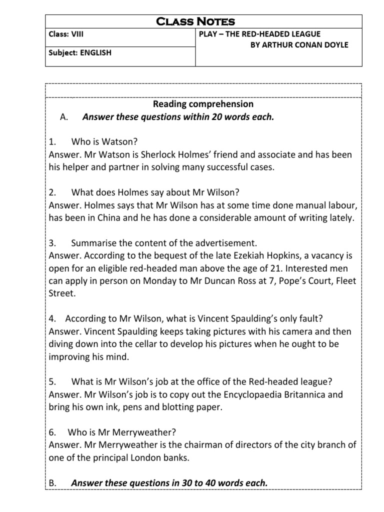 Class Notes: Answer These Questions Within 20 Words Each | PDF | The ...