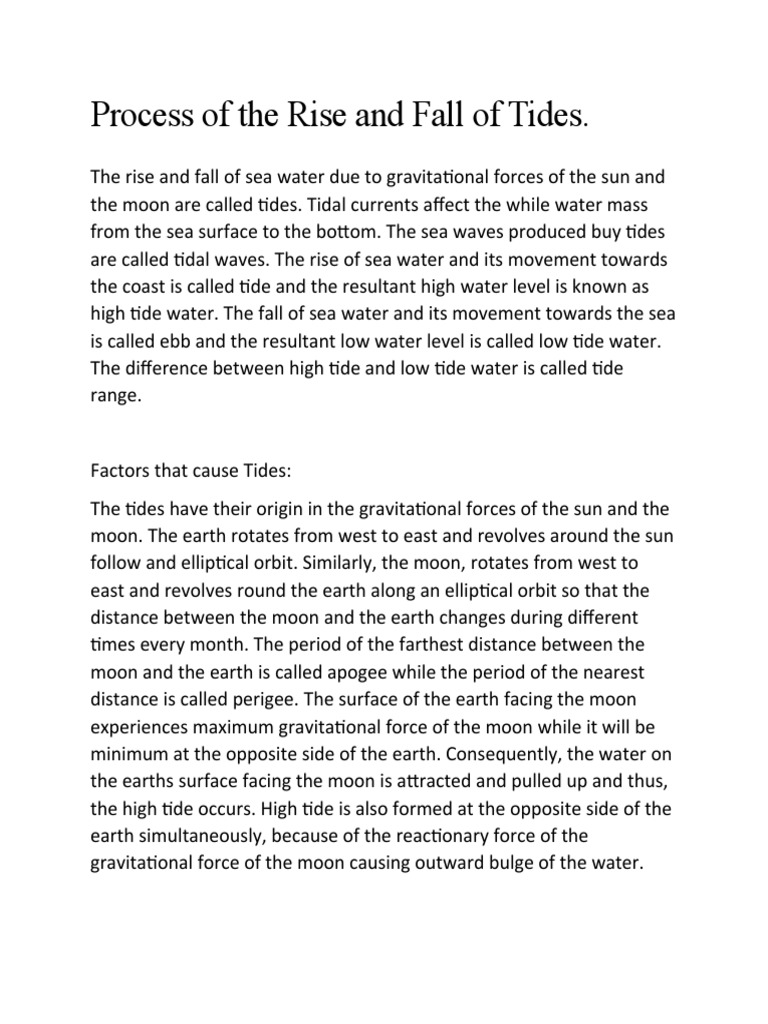 Process of The Rise and Fall of Tides | PDF