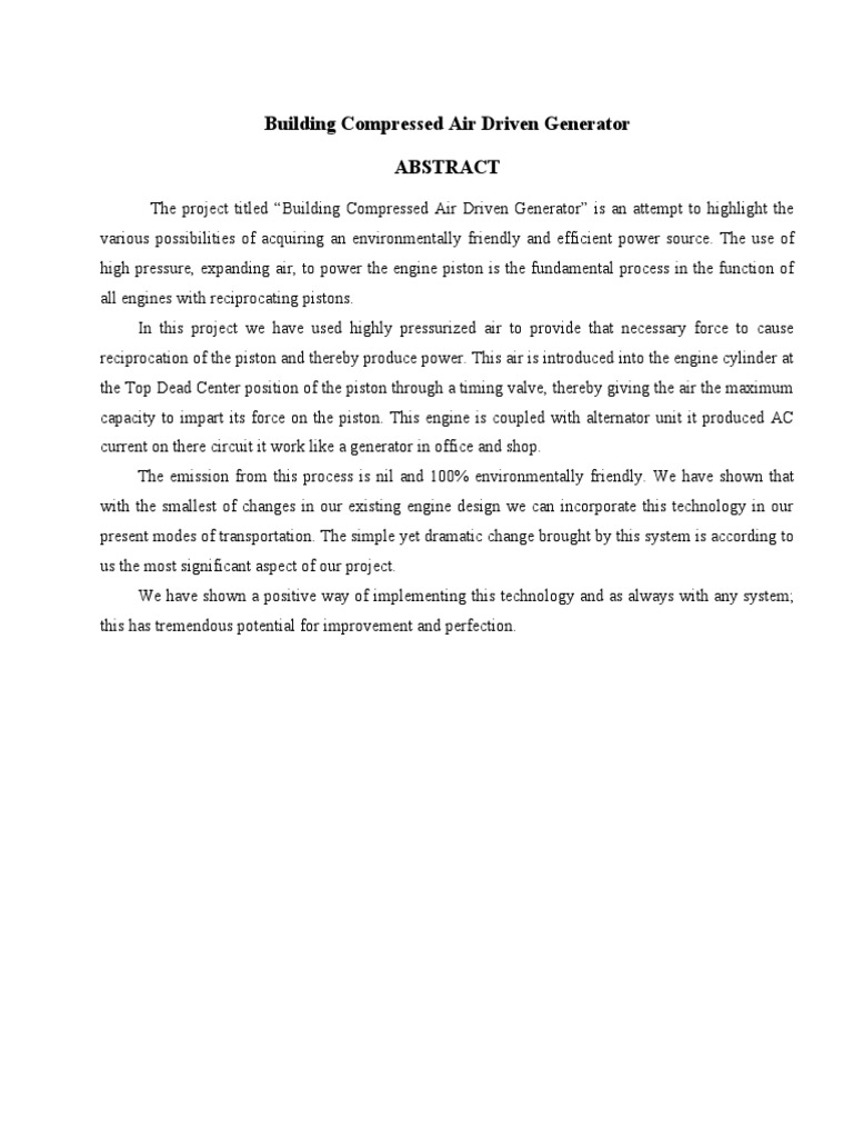 Air Engine Generator | PDF | Computers | Technology & Engineering