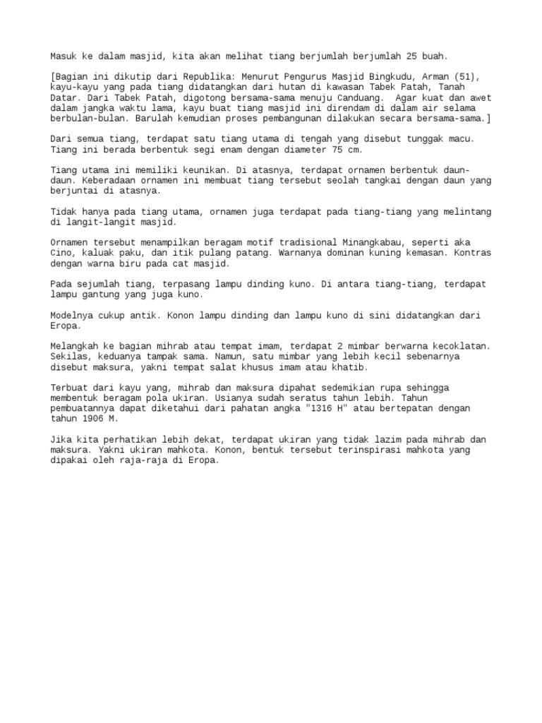 Keunikan Tiang dan Ornamen Masjid Bingkudu | PDF | Griya & Taman | Seni