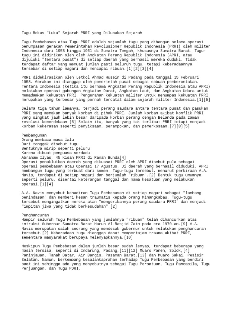 Tugu PRRI | PDF | Ilmu Sosial | Perjalanan