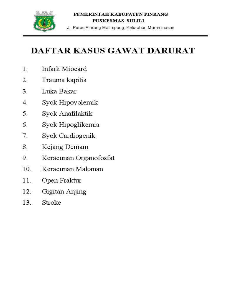 Daftar Kasus Gadar | PDF