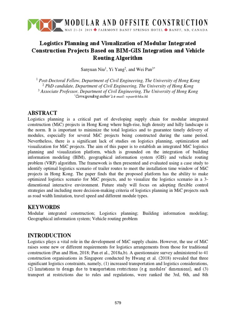 MOC 2019 Paper 125 | PDF | Logistics | Building Information Modeling