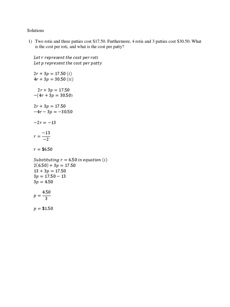 Simultaneous Word Problems | PDF | Mathematics | Applied Mathematics