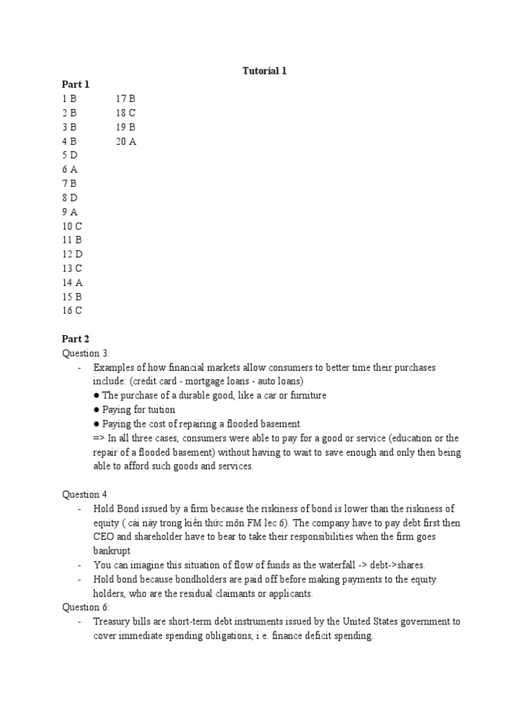 Tutorial 1 | PDF | Bonds (Finance) | Debt