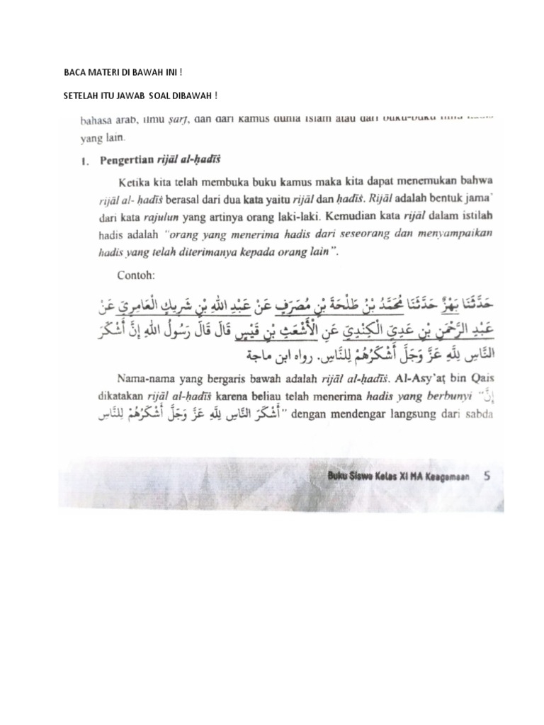 Rijal Al Hadits Kelas 11 Oke | PDF | Agama & Spiritualitas