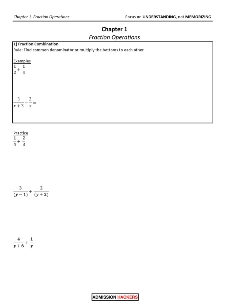 Fraction Operations Lecture | PDF | Mathematical Objects | Mathematical ...