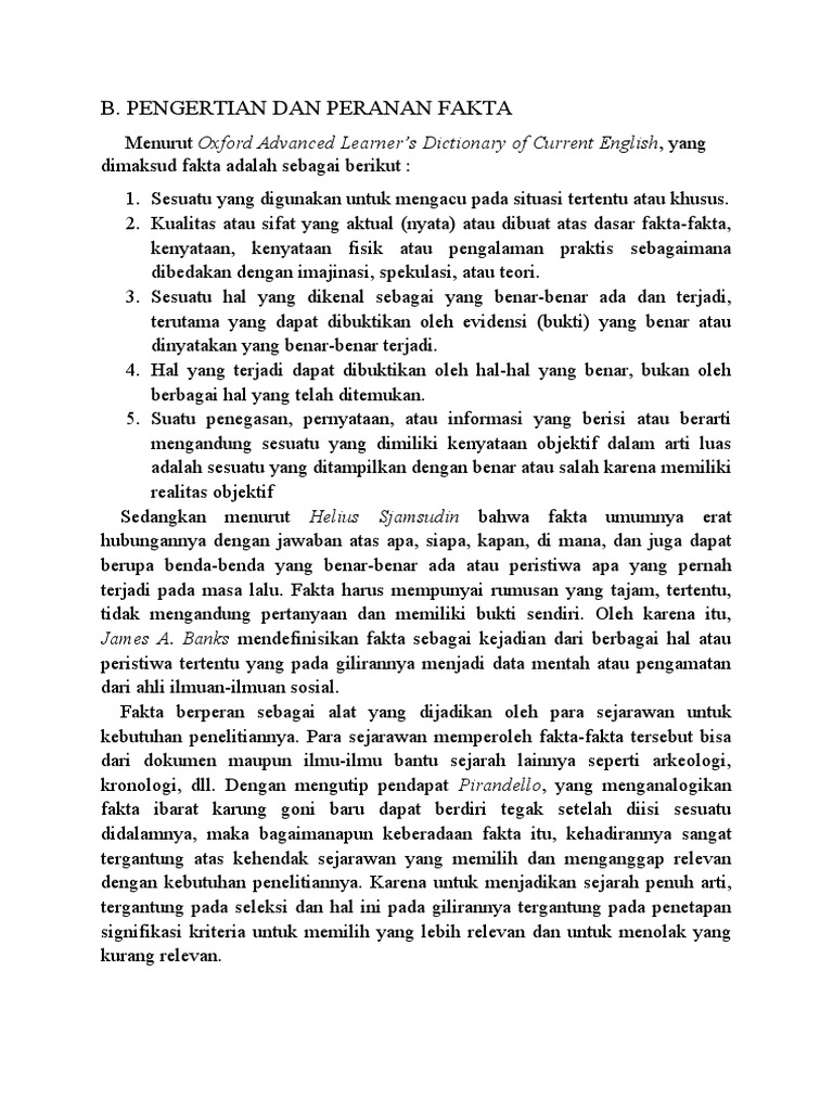 Pengertian Dan Peranan Fakta | PDF