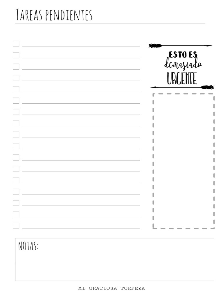 Lista De Tareas Pendientes Para Imprimir Plantilla De Planificador