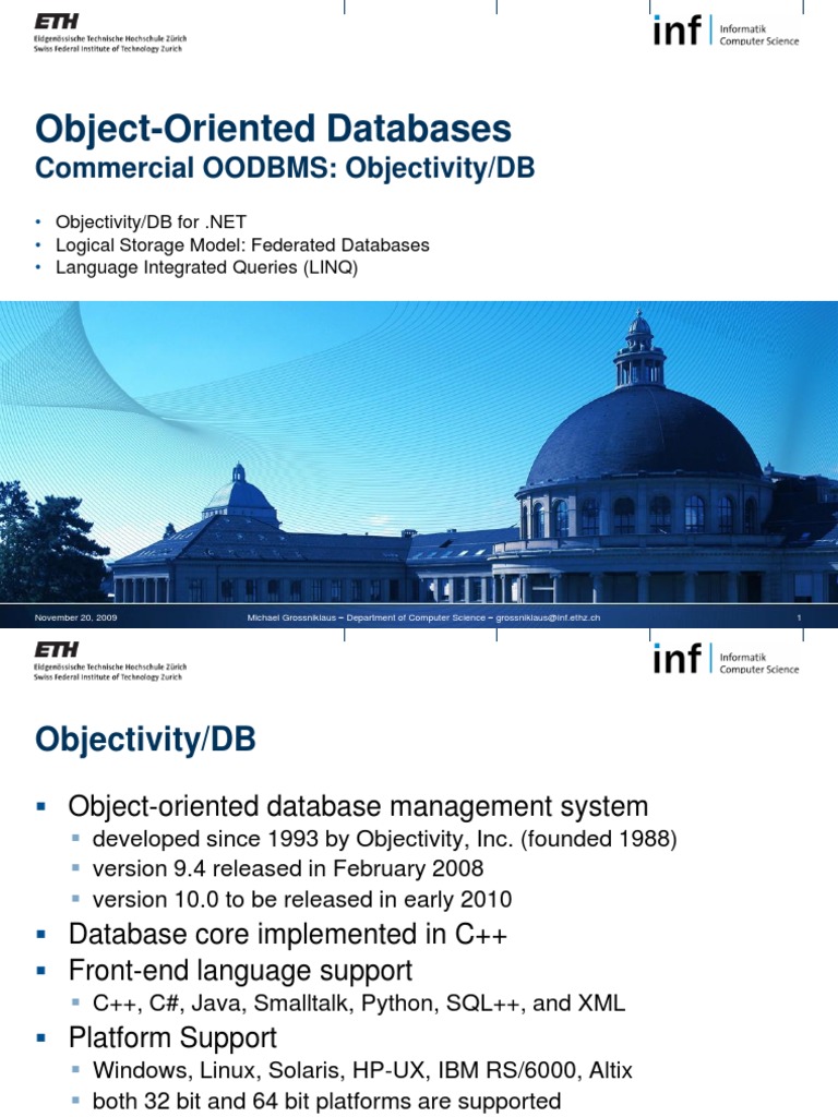 Object-Oriented Databases: Commercial OODBMS: Objectivity/DB | PDF ...
