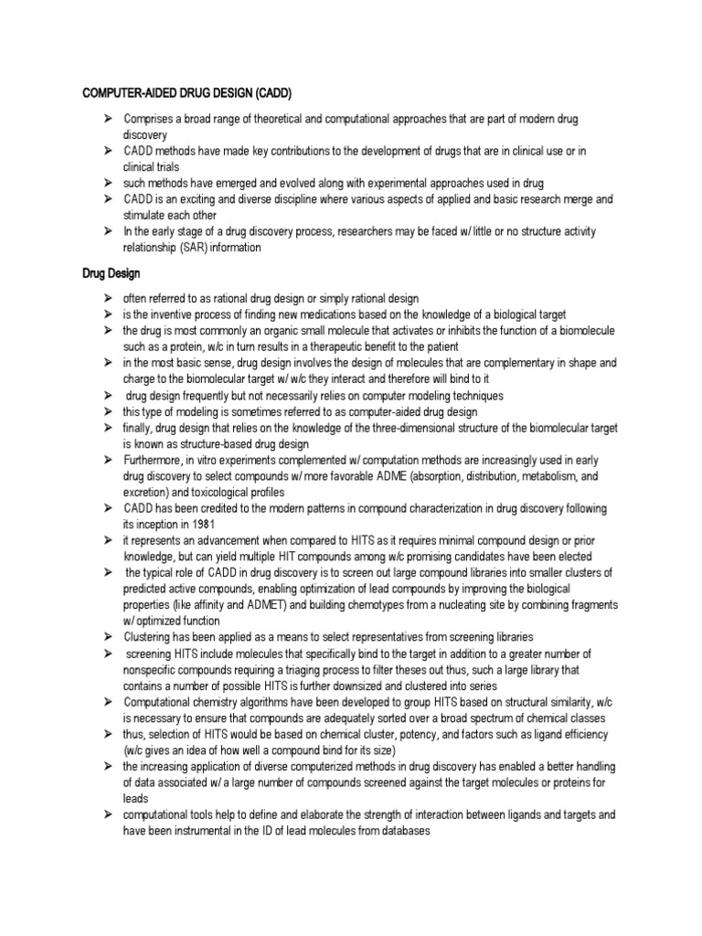 CADD | PDF | Drug Design | Docking (Molecular)