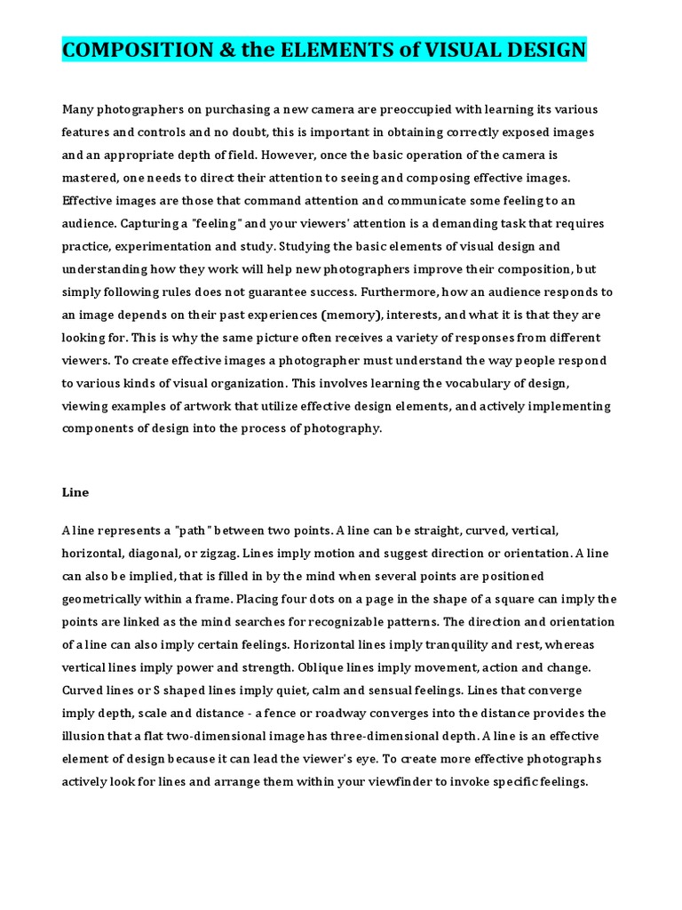 Composition & The Elements of Visual Design | PDF | Composition (Visual ...