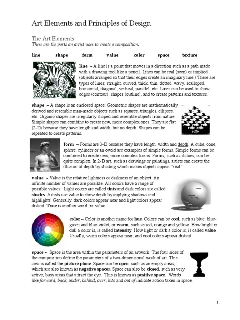 Art Element Principles of Design Definitions | PDF | Composition (Visual Arts) | Shape