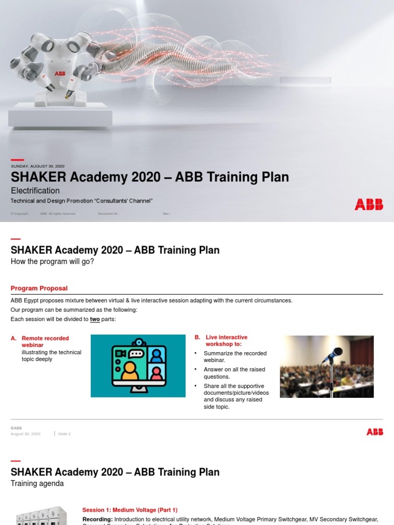 SHAKER Academy 2020 - ABB Training Plan | PDF | Electrical Substation | Electromagnetism
