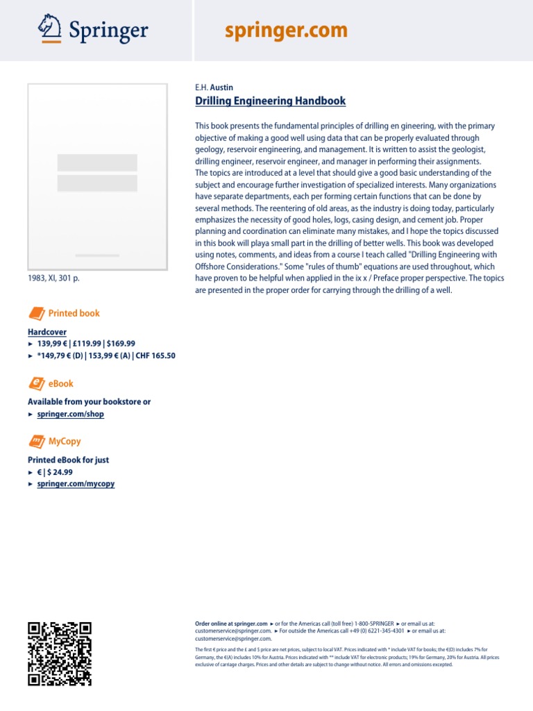 Drilling Engineering Handbook: Printed Book | PDF | Books