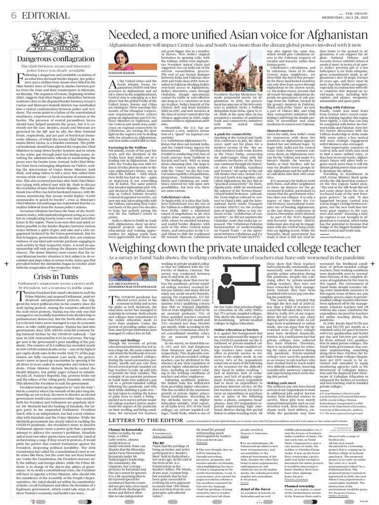 English Editorials 28.07.2021 | PDF | Afghanistan | Taliban