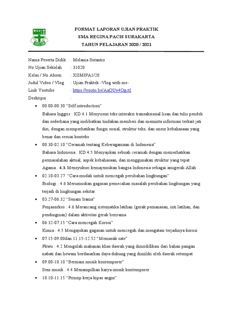Format Laporan Ujian Praktik | PDF