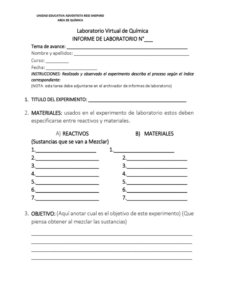 Formato de Laboratorio | PDF | Laboratorios | Química