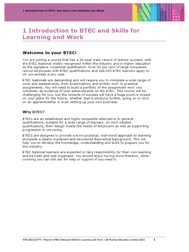 1 Introduction To BTEC and Skills For Learning and Work | Download Free ...