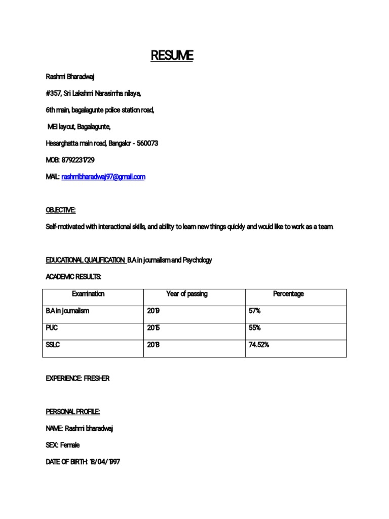 Rashmi Resume | PDF