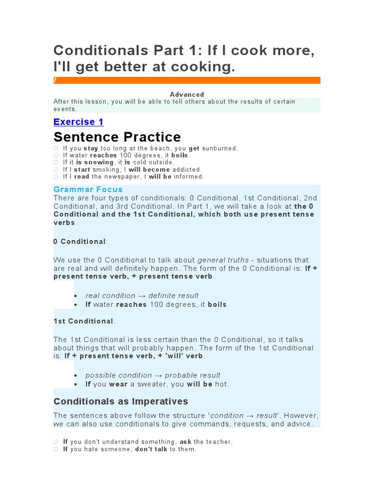 An Introduction to Conditionals: Exploring the 0, 1st, 2nd, and 3rd Conditionals Through ...