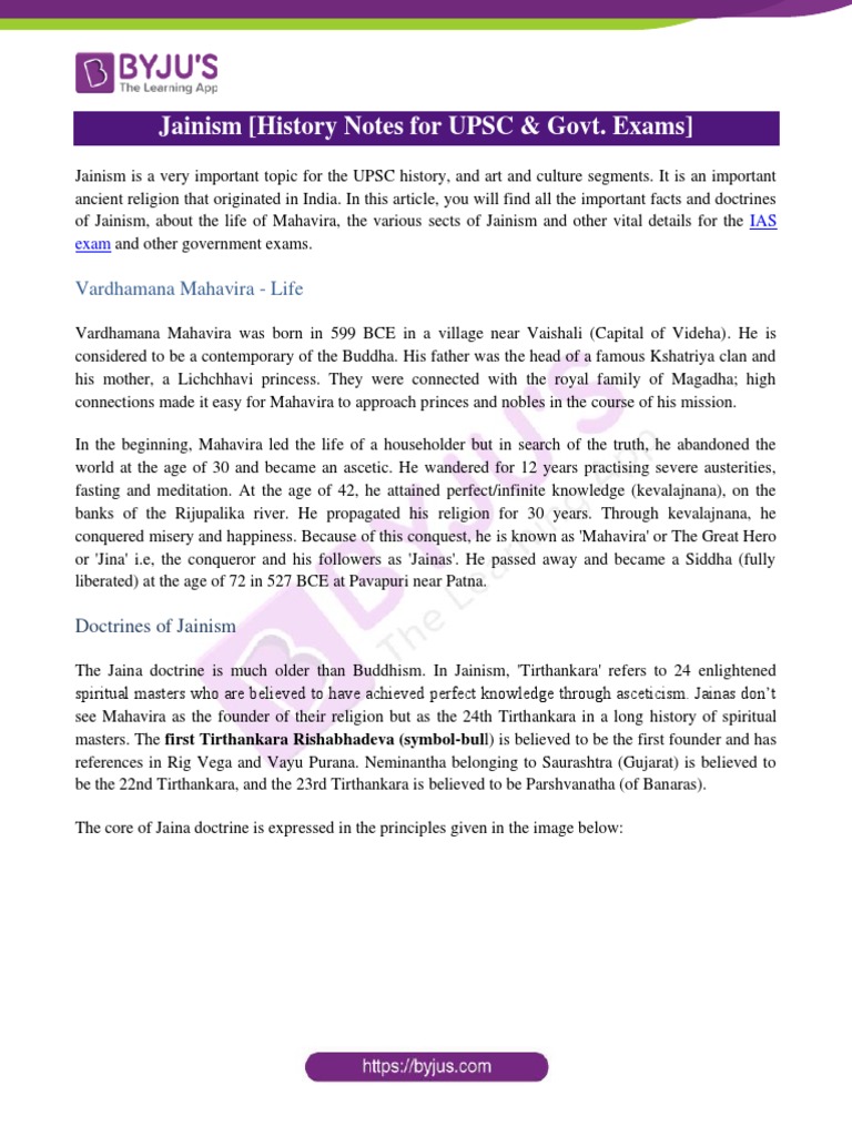 Jainism (History Notes For UPSC & Govt. Exams) : Vardhamana Mahavira ...