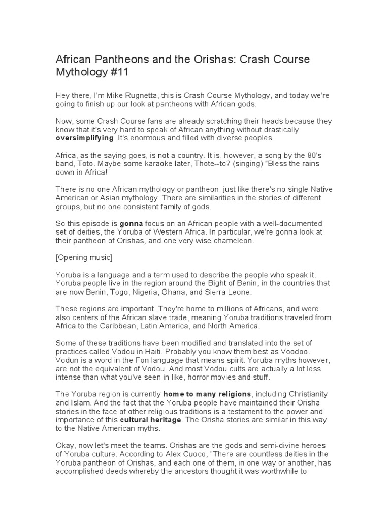 African Pantheons and The Orishas | PDF | Religious Faiths | Ethnic ...