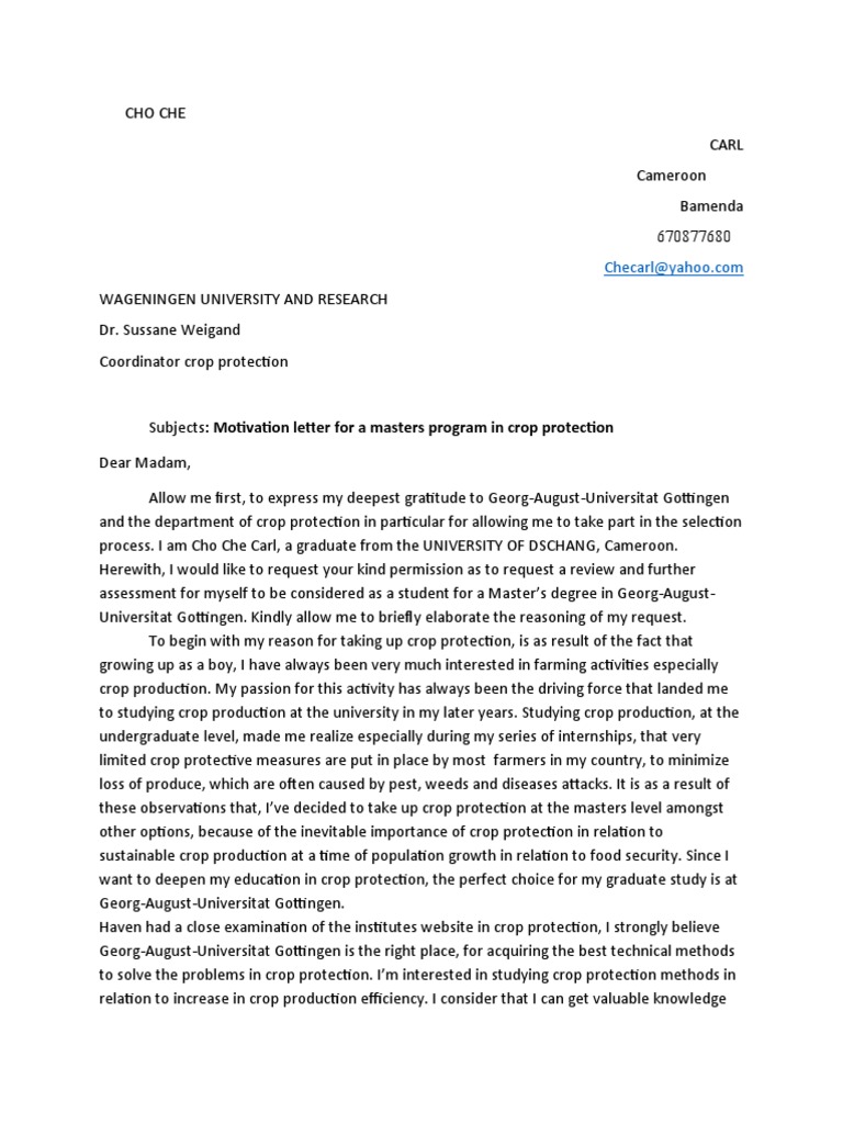 Motivation Letter | PDF | Agriculture | Plant Breeding