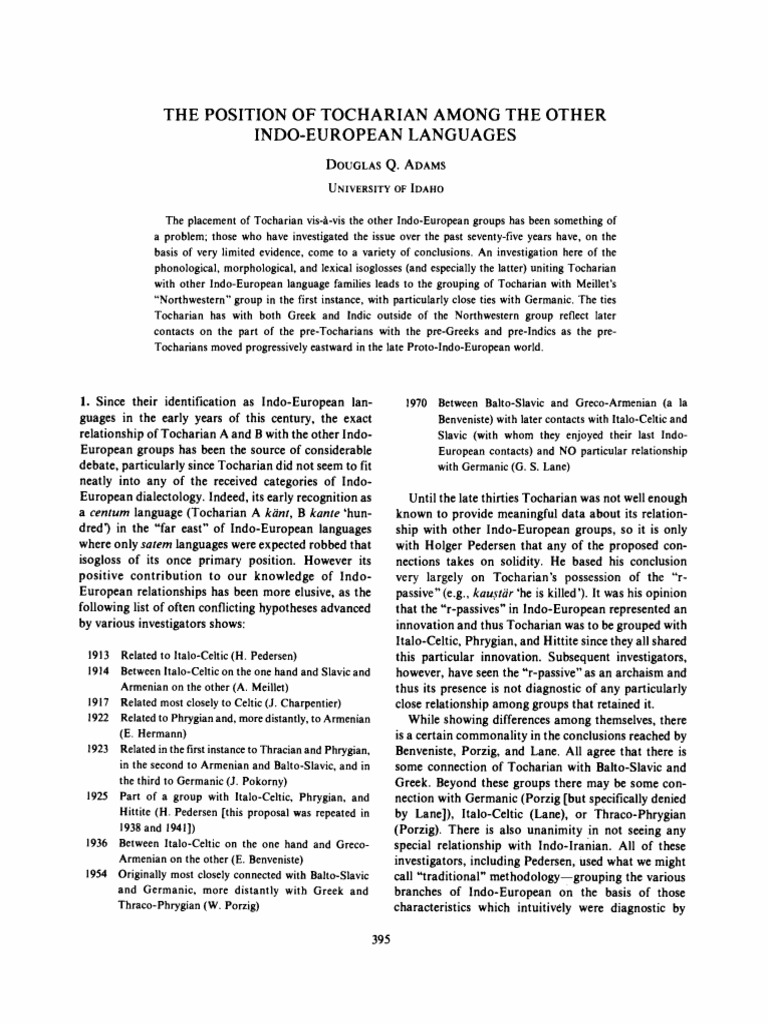Douglas Q. Adams-The Position of Tocharian Among The Other Indo ...