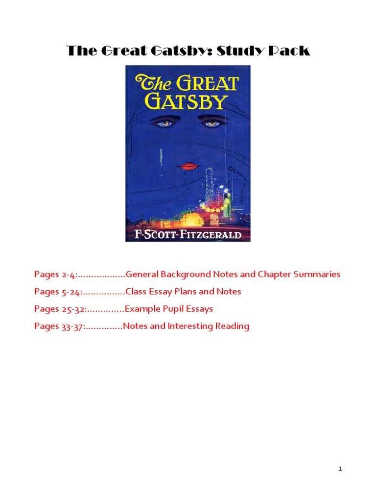 Great Gatsby Study Pack | PDF | The Great Gatsby | F. Scott Fitzgerald