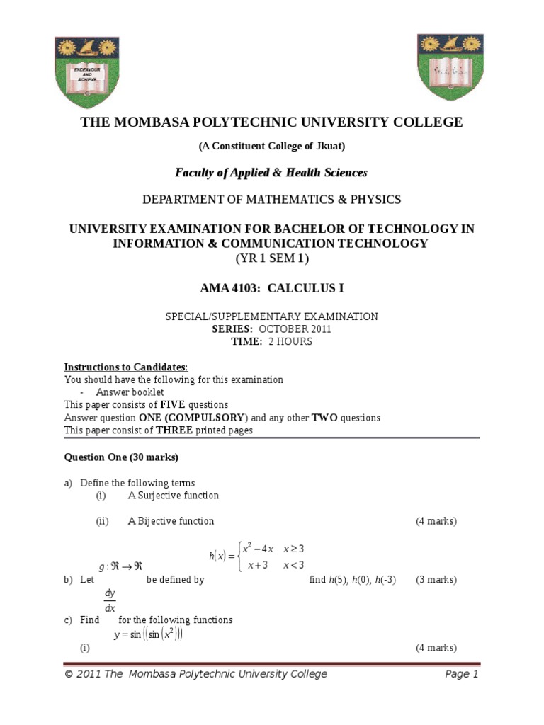 The Mombasa Polytechnic University College: Department of Mathematics ...