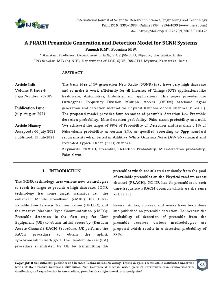 A PRACH Preamble Generation and Detectio | PDF | Signal To Noise Ratio ...