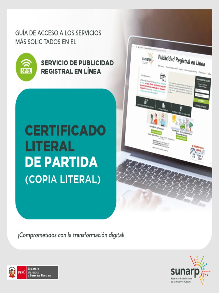 SUNARP Certificado-Literal-De-Partida | PDF | Informática