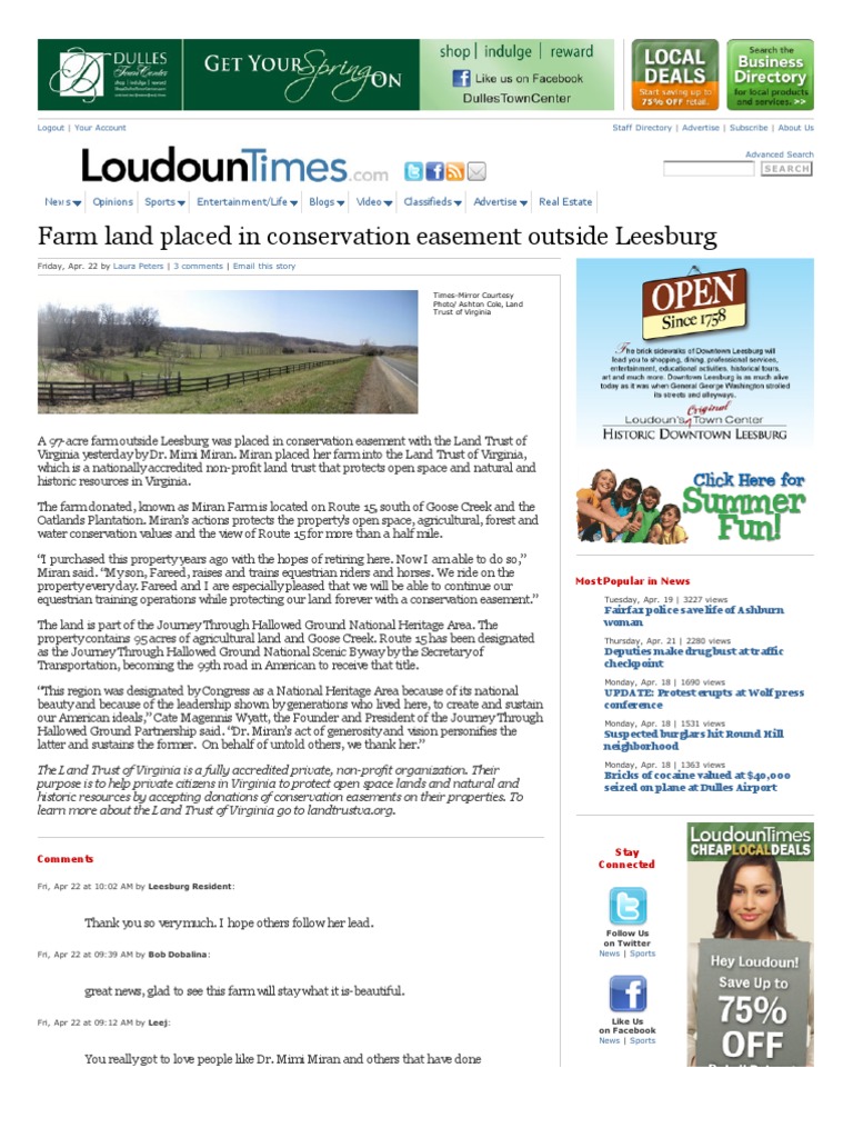 Farm Land Placed in Conservation Easement Outside Leesburg ...