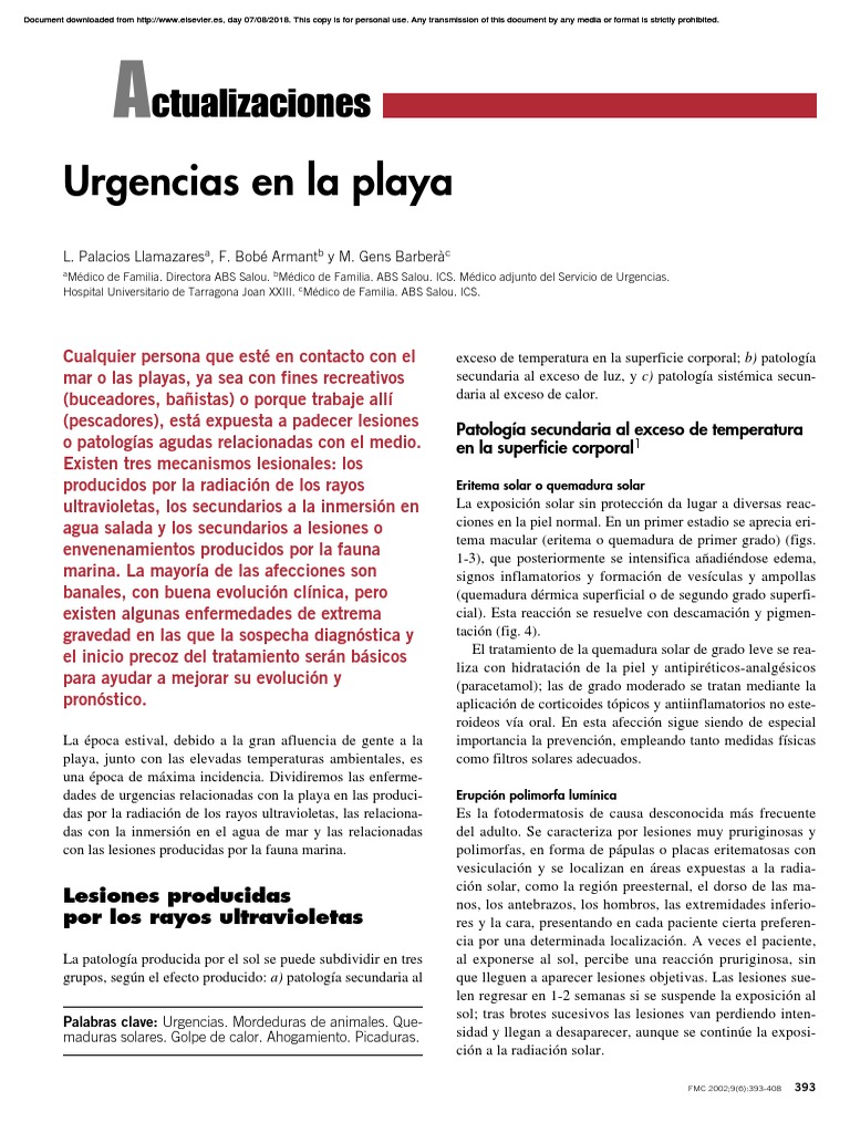 Urgencias en La Playa | PDF | Quemar | Córnea