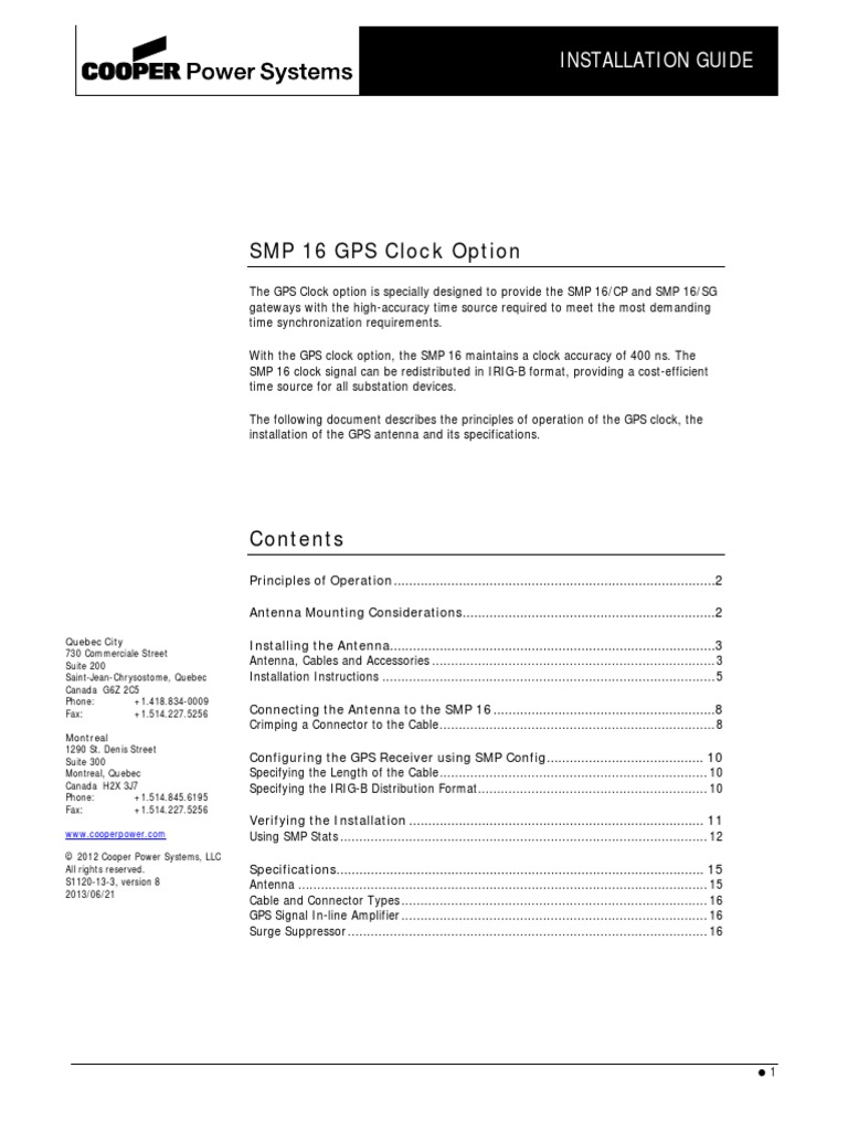 SMP 16 GPS Clock Option: Installation Guide | PDF | Global Positioning ...
