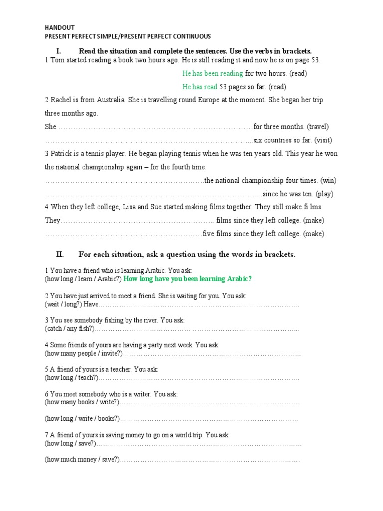 Handout 1 Present SimpleContinuous FCE | PDF | Language Arts & Discipline