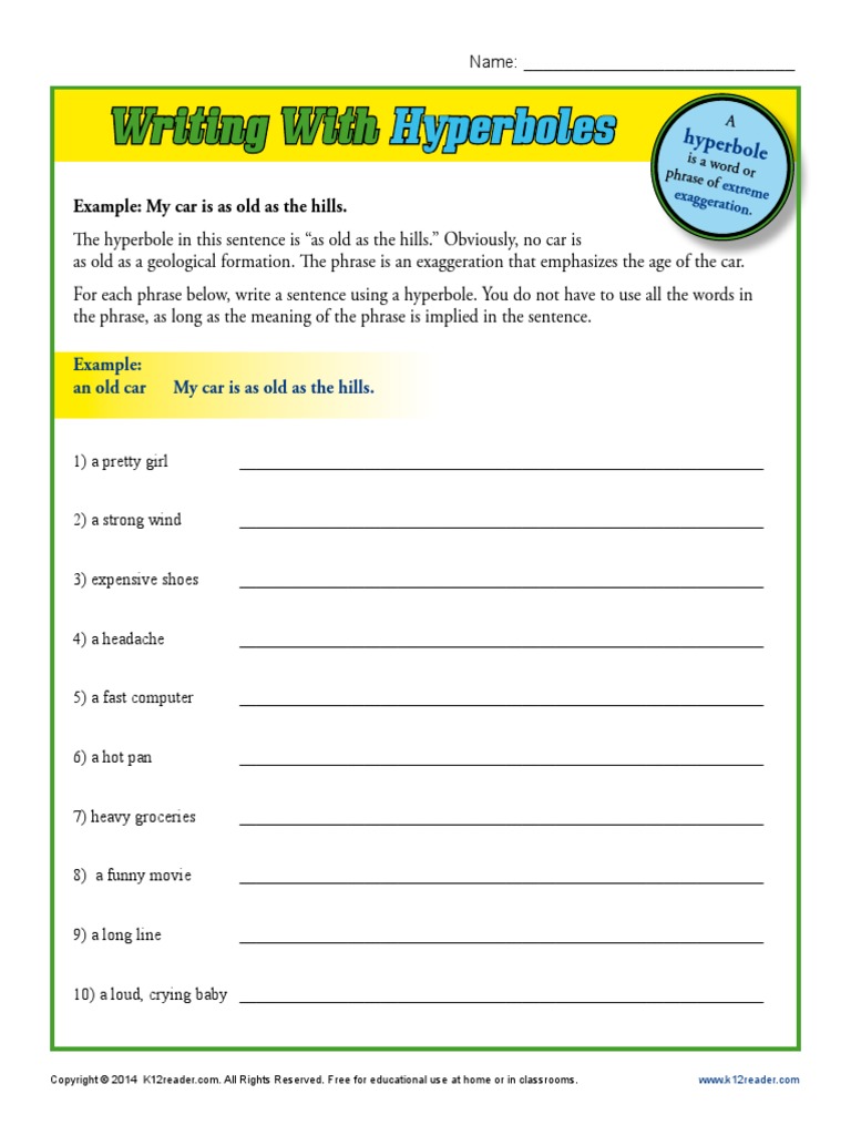 Writing With Hyperboles | PDF | Linguistics