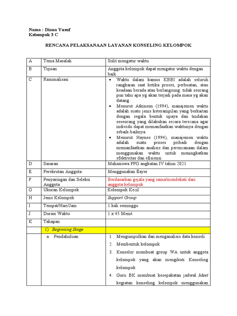 RPL Konseling Kelompok | PDF