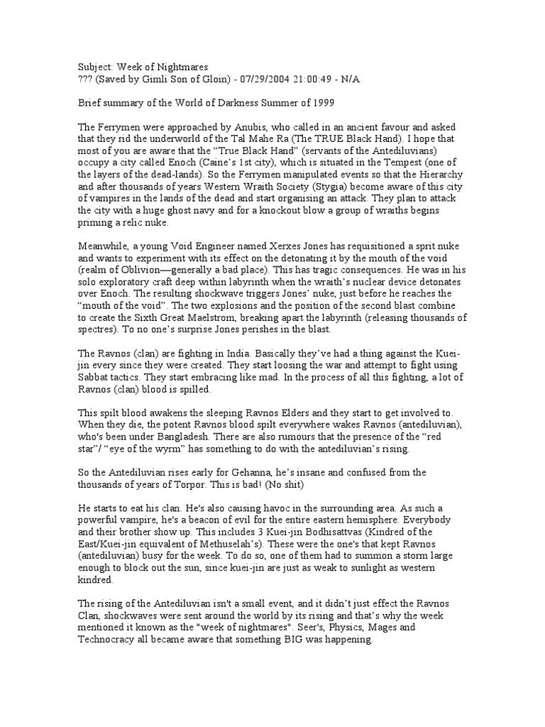 About The Week of Nightmares | PDF | Ghosts