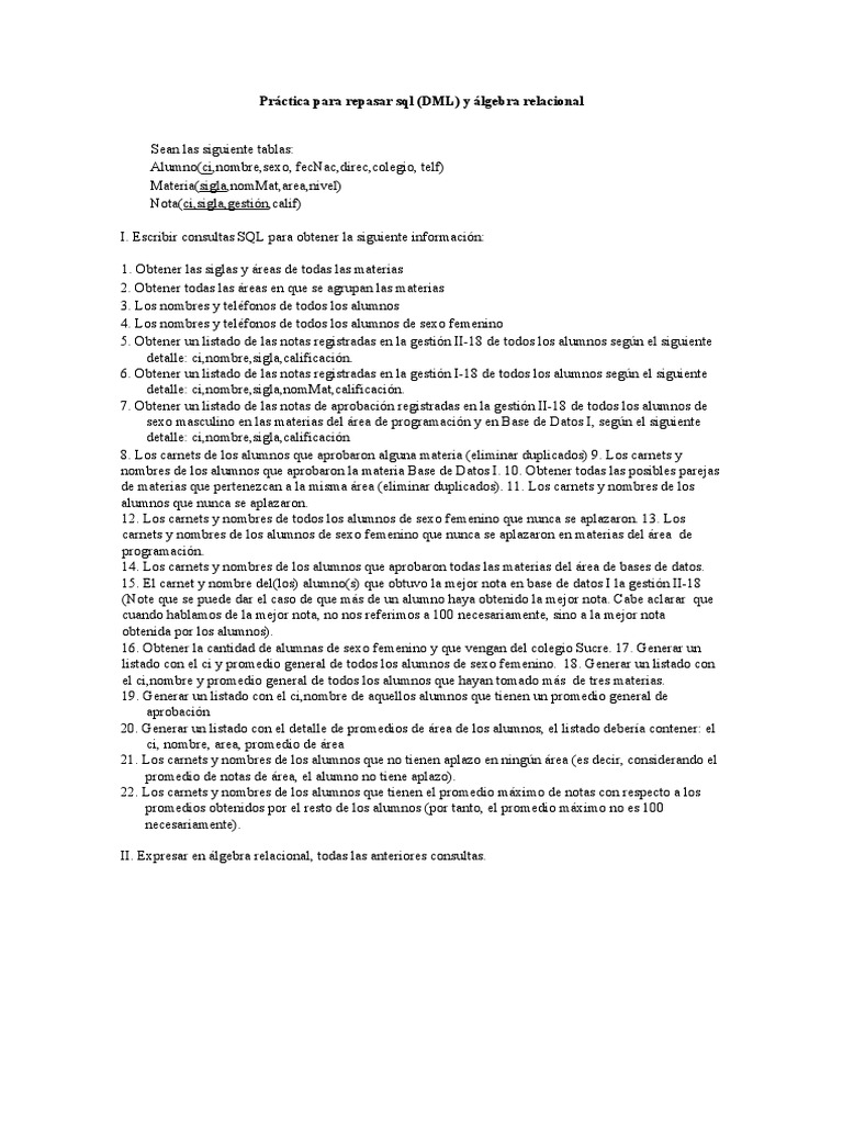 Prac Repaso GLOBAL SQL | PDF | SQL | Bases de datos